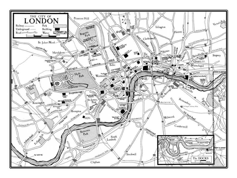Gaslight Heroes London Map B&W – Dicehaven